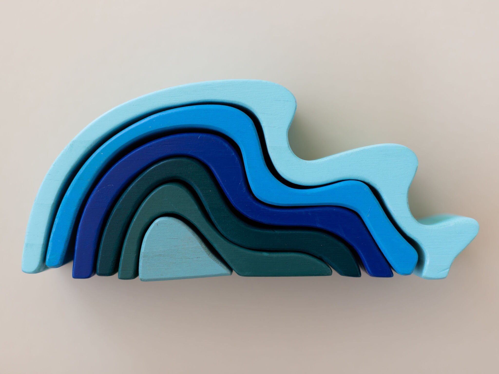 Wooden Wave Stacking Toy Wave Shaped Stacking Toy | Etsy