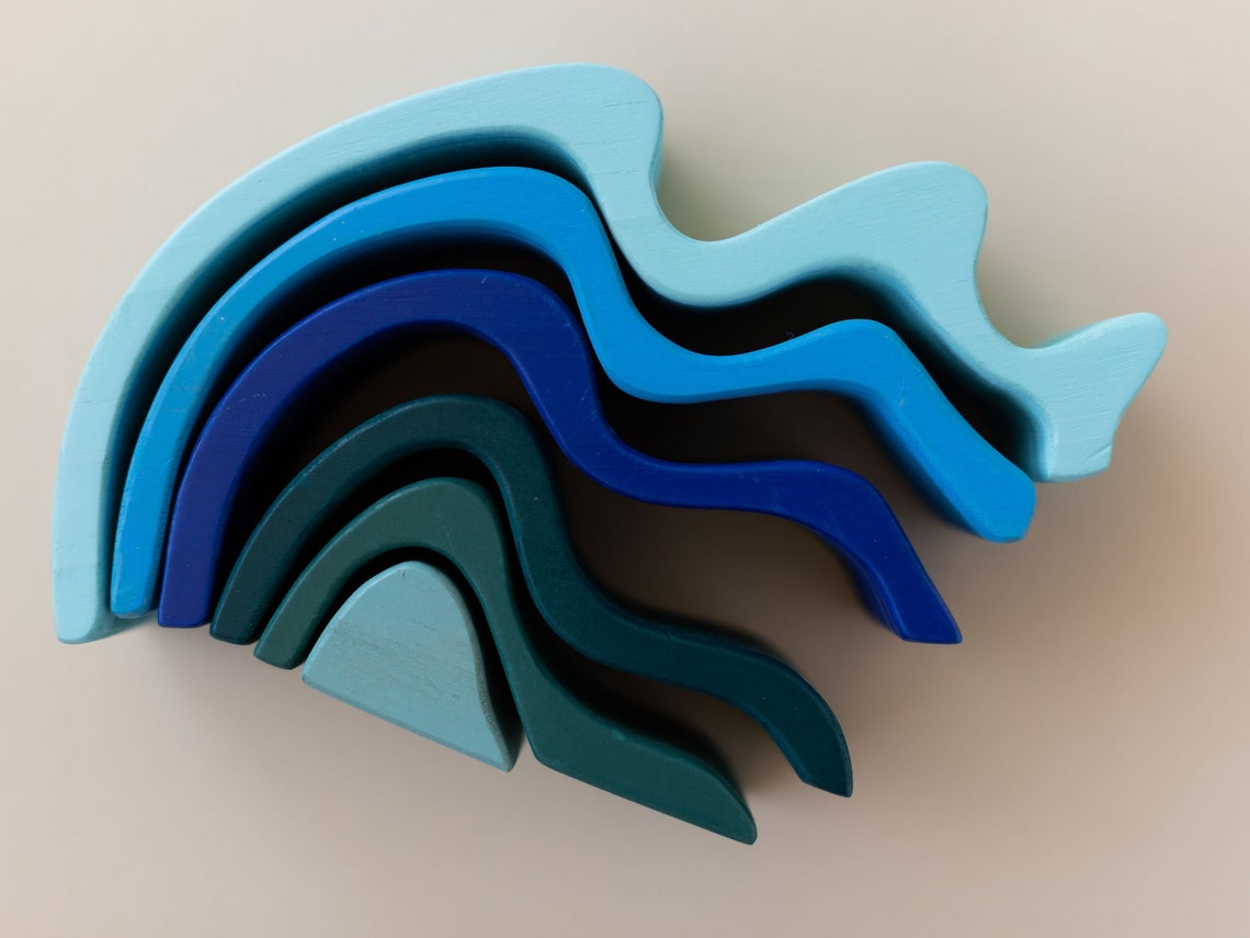 Wooden Wave Stacking Toy Wave Shaped Stacking Toy | Etsy