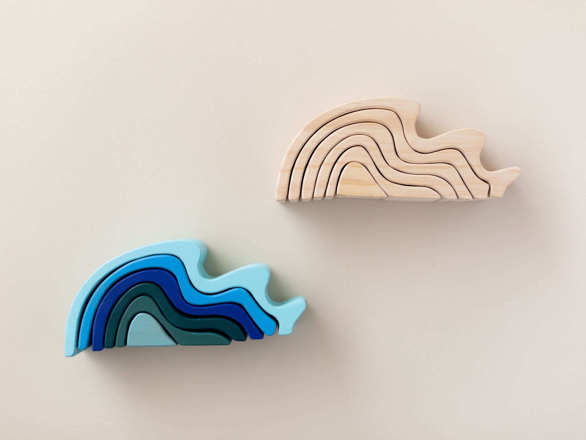 Wooden Wave Stacking Toy Wave Shaped Stacking Toy | Etsy