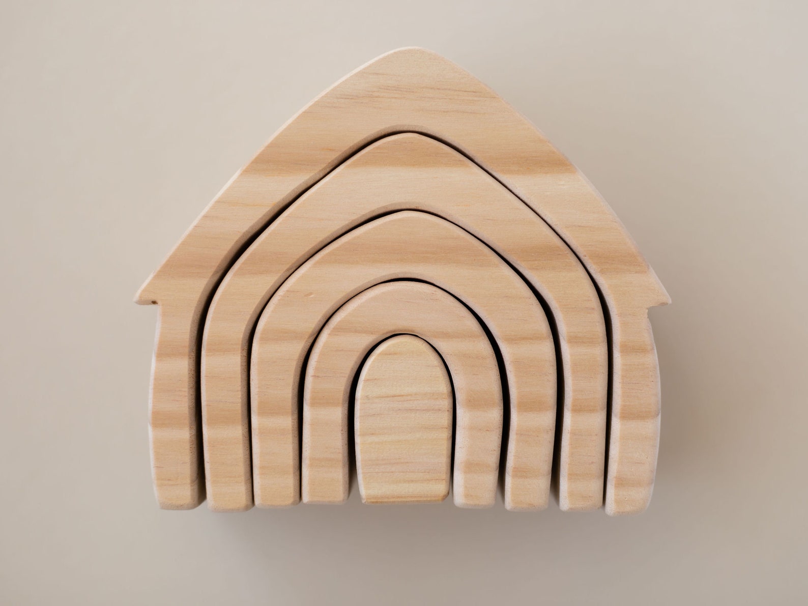 Wooden House Stacking Toy House Shaped Stacking Toy | Etsy