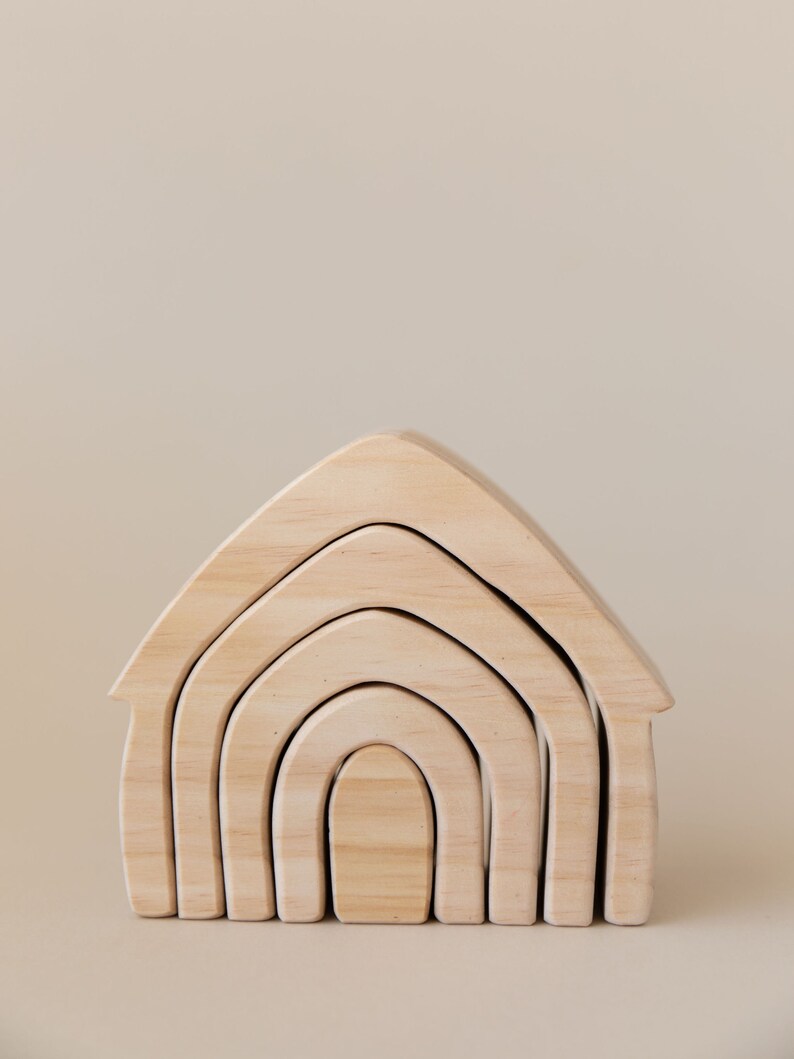 Wooden House Stacking Toy House Shaped Stacking Toy | Etsy