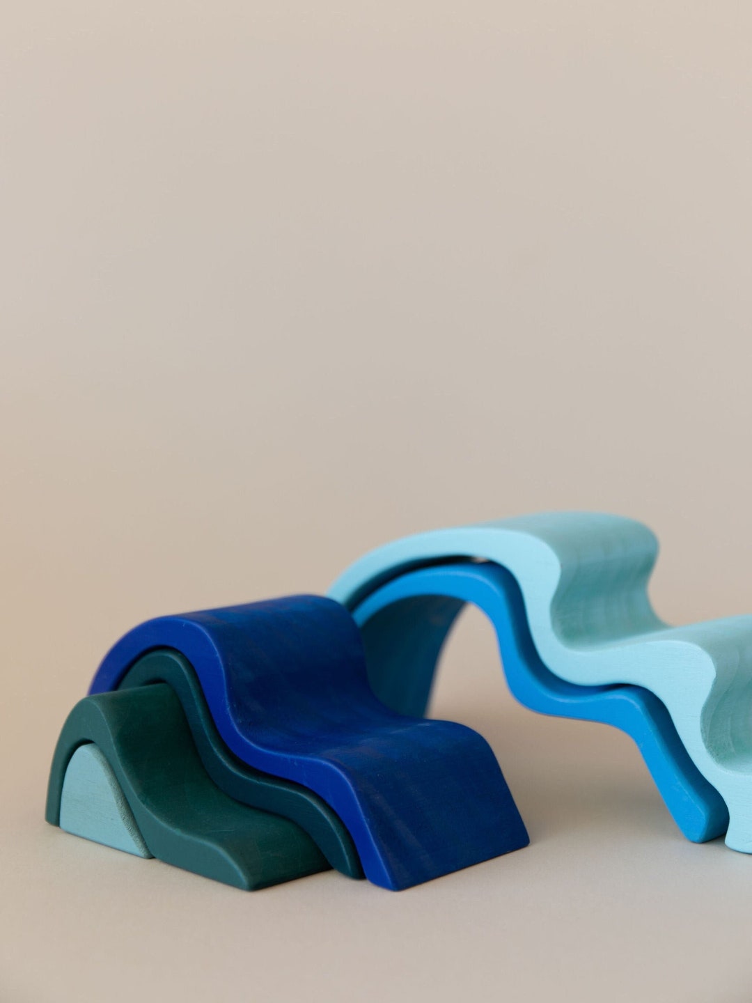 Wooden Wave Stacking Toy Wave Shaped Stacking Toy Balancing Wooden Game ...