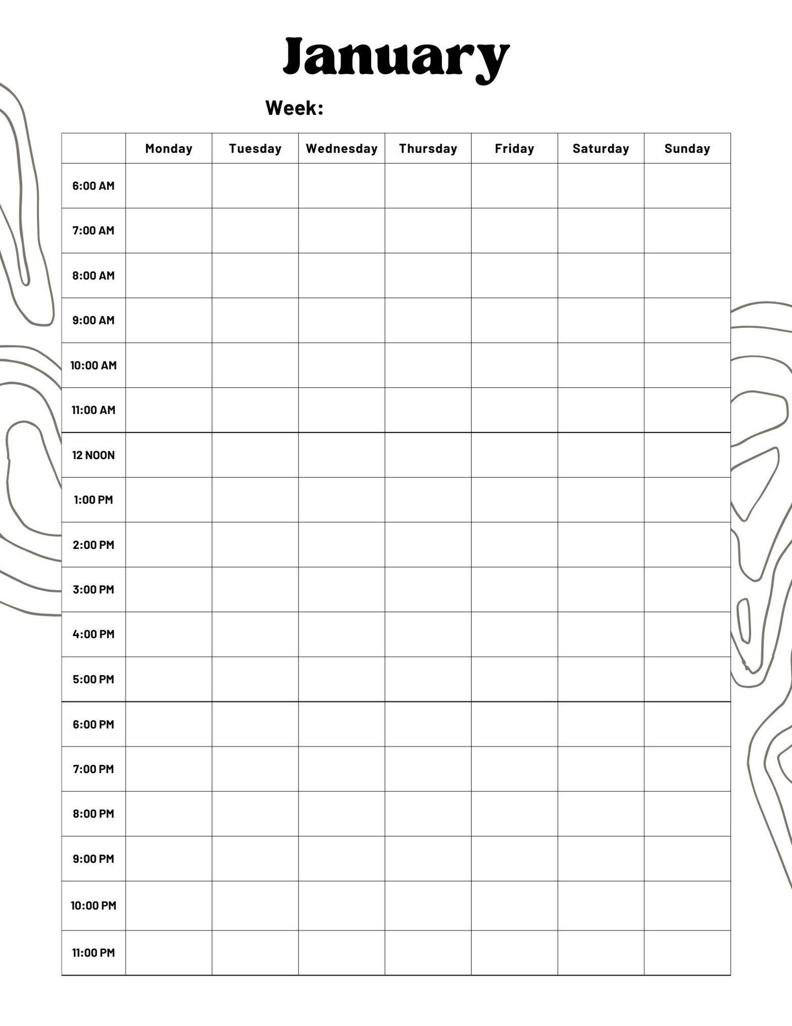 Black & White Monthly Calendar: 2-page Printable Planner (digital ...