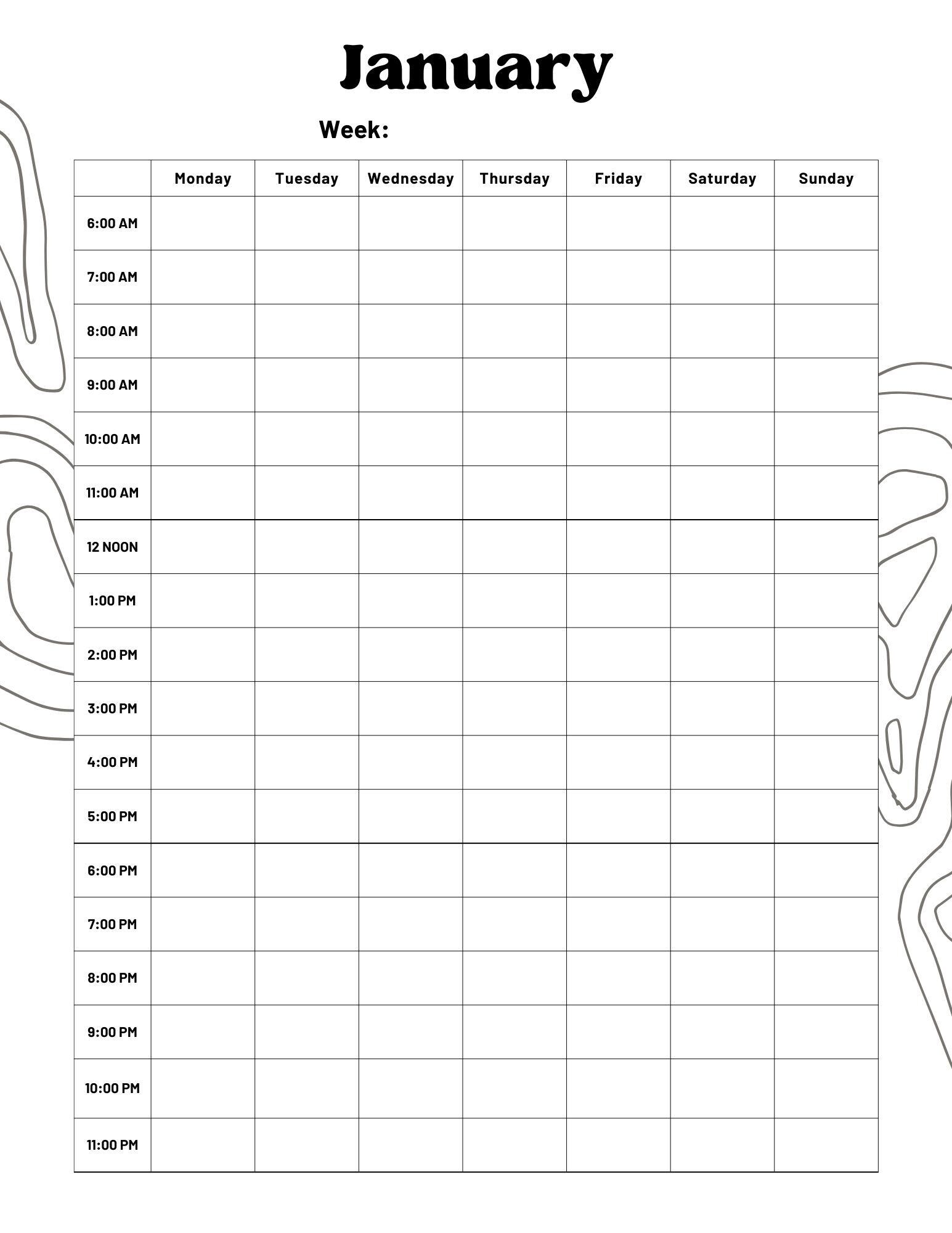 Black & White Monthly Calendar: 2-page Printable Planner (digital ...