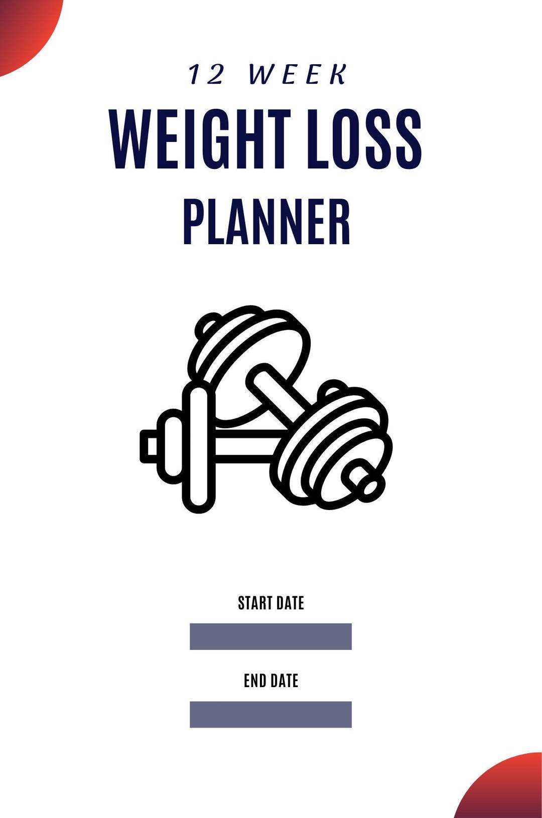 12 Week Weight Loss Planner: Printable Fitness Tracker (digital ...