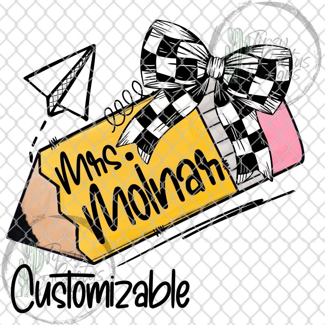 Pencil | Name | Checkered | Customize | Name | School | PNG - Etsy