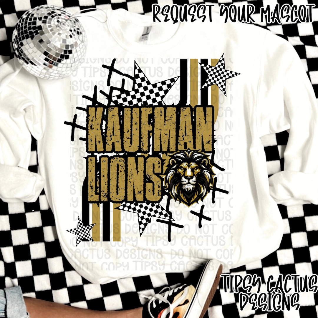 Kaufman Lions | Retro Checkered Star Mascot | Request Your Mascot ...