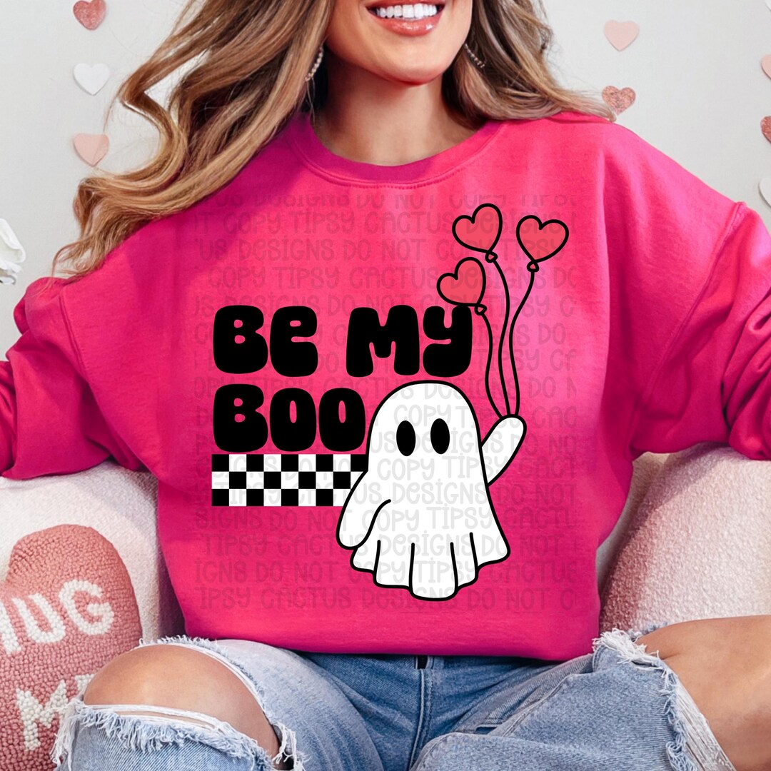 Be My Boo Ghost Valentines Checkered PNG - Etsy