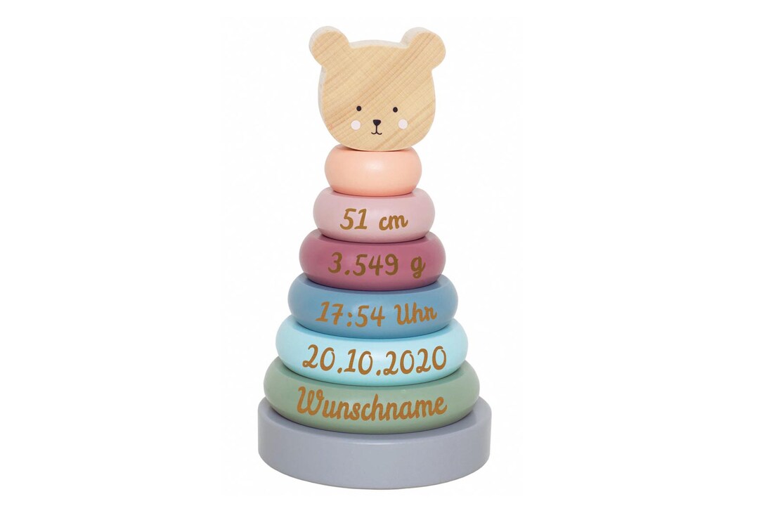 Personalized Wooden Stacking Tower * Wooden Tower Engraved With Name ...