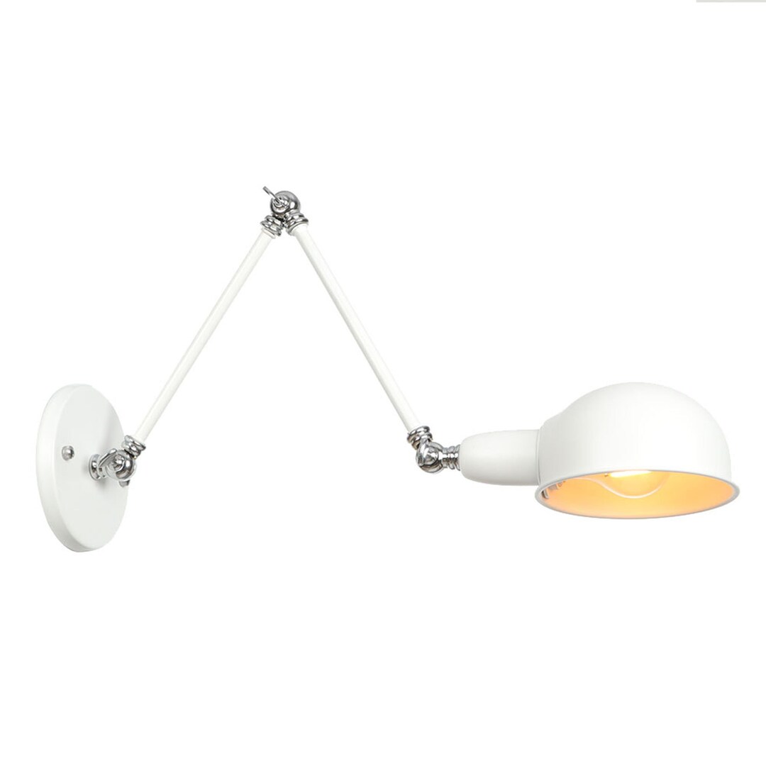Swing Arm Wall Sconce White On/off Switch & Plug-in Option Retro Loft ...