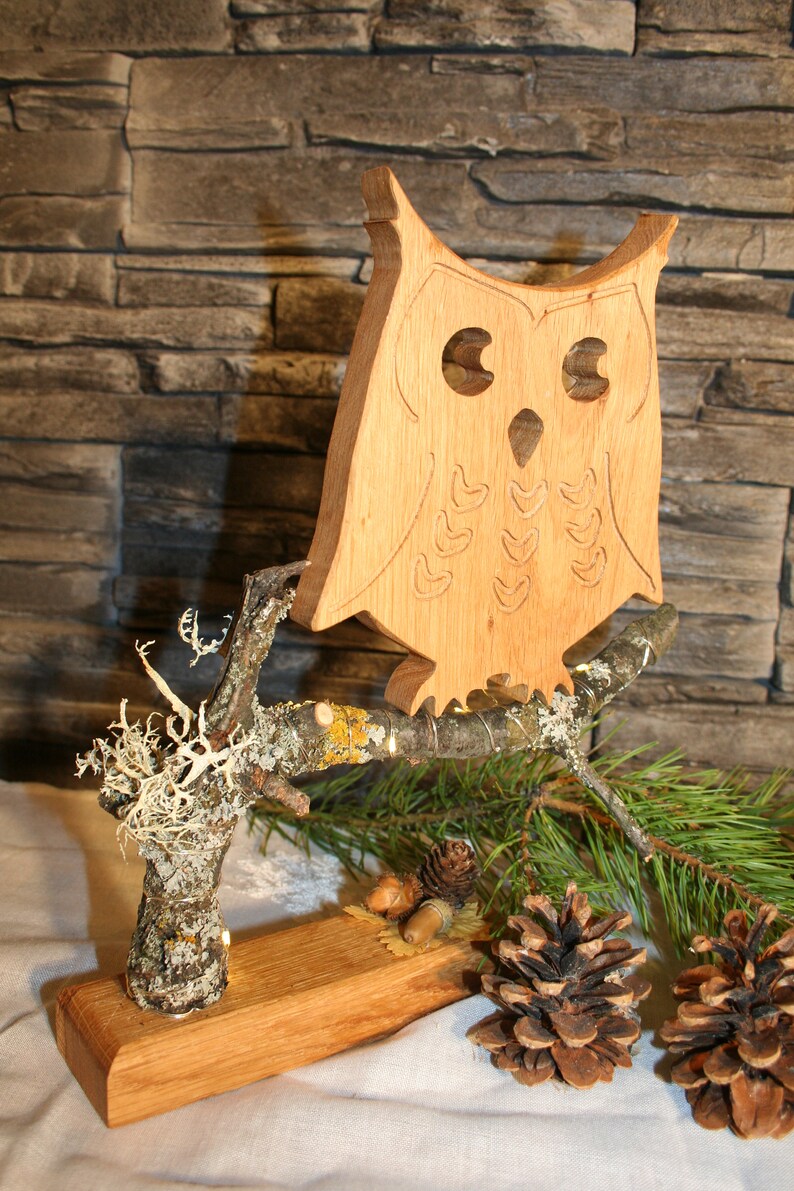Eule aus Eichenholz Eule Herbstdeko Herbst Eiche Holzdeko - Etsy