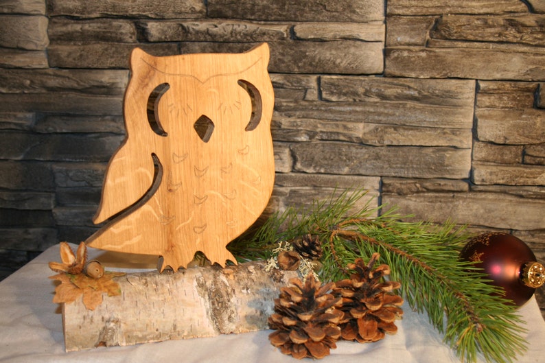 Eule aus Eichenholz Eule Herbstdeko Herbst Eiche Holzdeko - Etsy.de