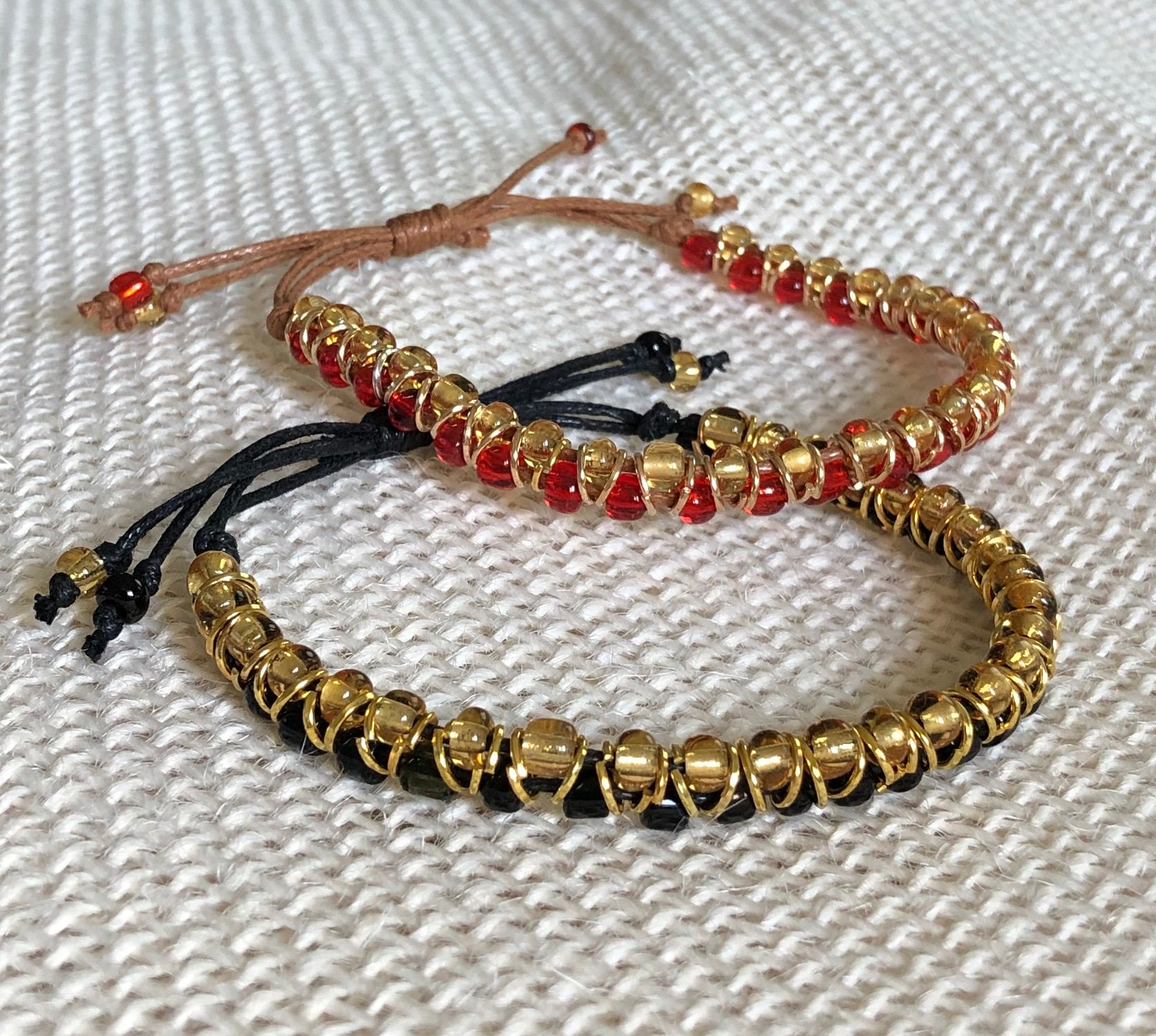 Customized Adjustable Beaded Bracelets / Custom School Color Bracelets ...