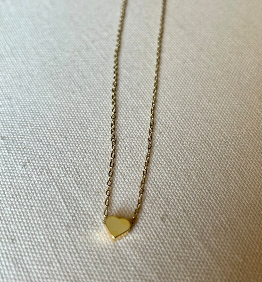 Tiny Gold Heart Necklace / Dainty Gold Necklace / Tiny Heart / 18k Gold ...