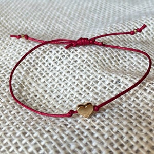 Adjustable Tiny Heart Bracelet / Gold Charm Bracelet / Boho Cord ...