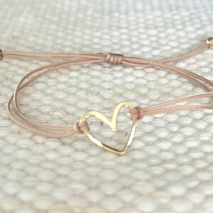 Adjustable Heart Bracelet / 18k Gold Charm Bracelet / Dainty Bracelet ...