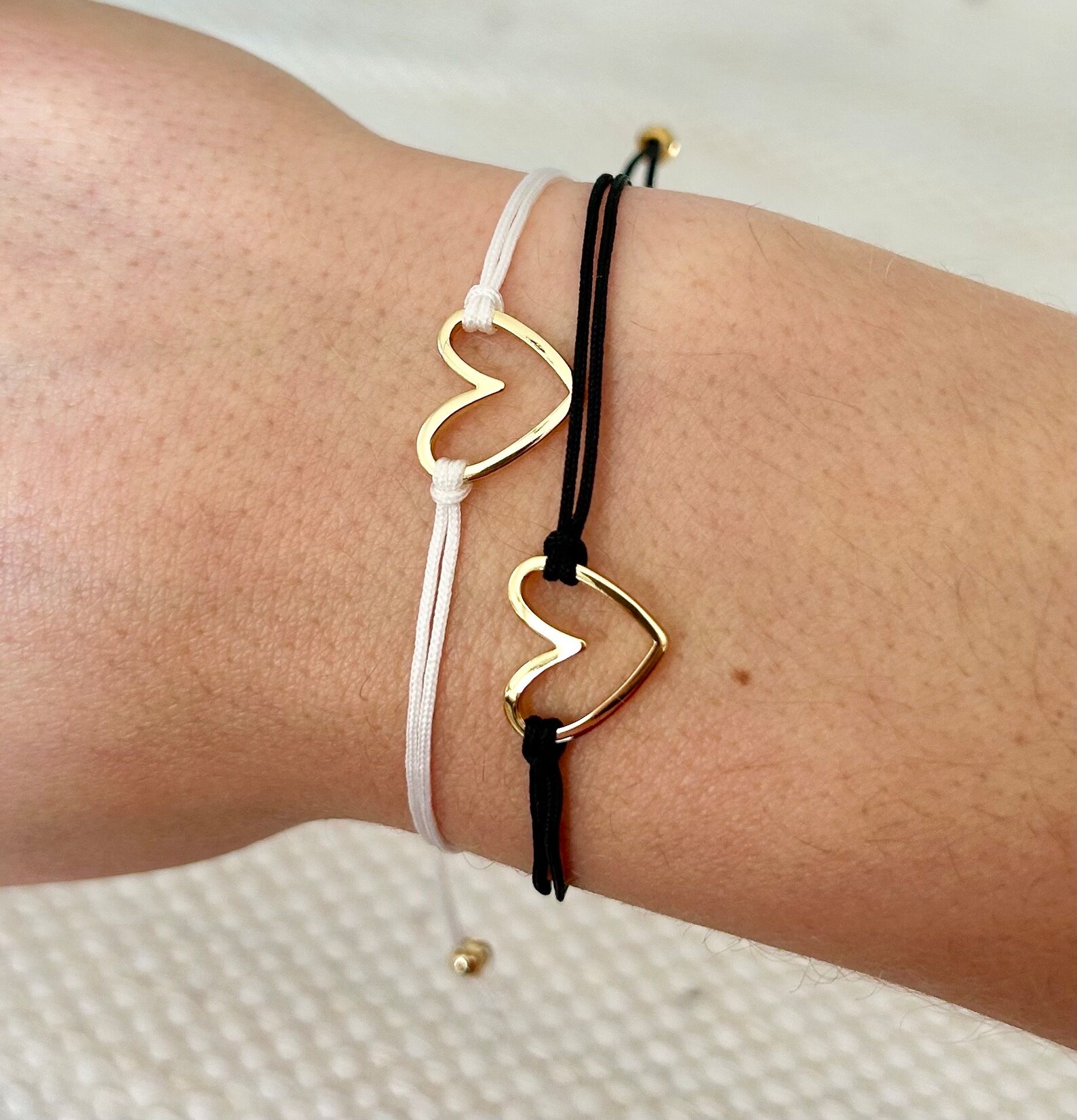 Adjustable Heart Bracelet / 18k Gold Charm Bracelet / Dainty Bracelet ...