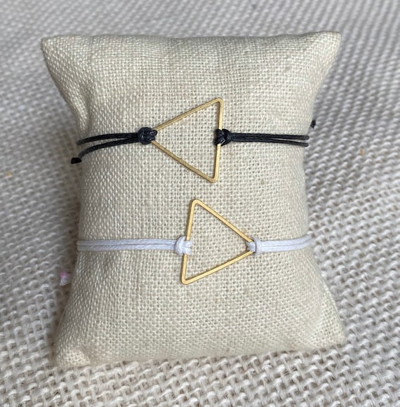 Adjustable Triangle Charm Bracelet / Handmade Cord Bracelet / | Etsy