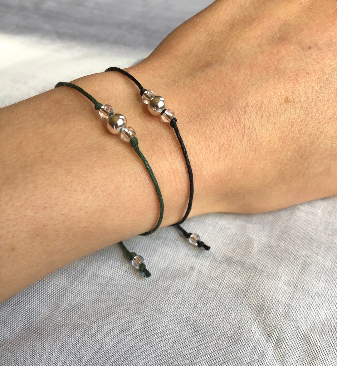 Adjustable Beaded Cord Bracelet / Handmade Beaded Cord Bracelet / Boho ...