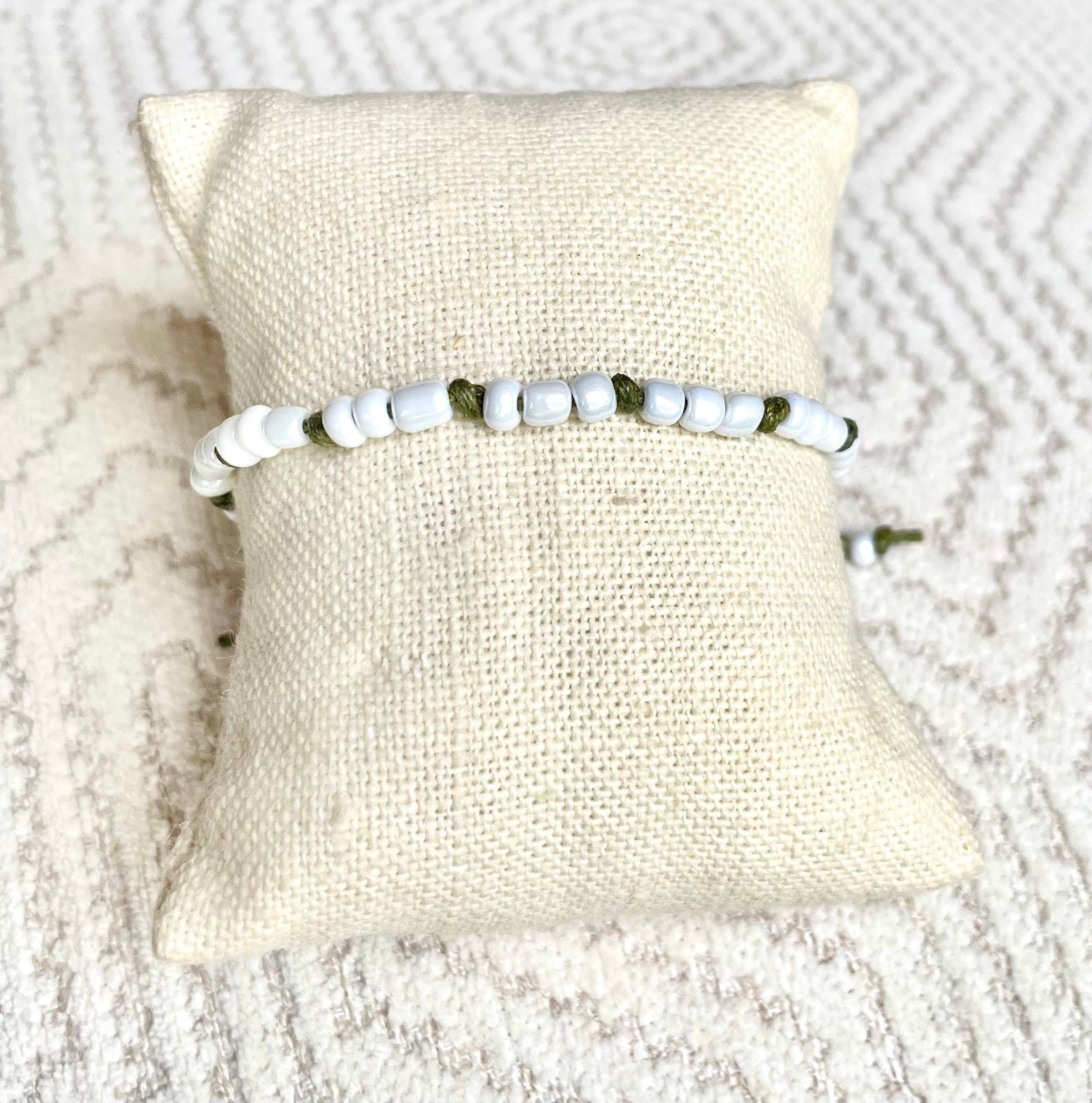 Adjustable Clear Beaded Cord Bracelet / Handmade Beaded Cord Bracelet ...