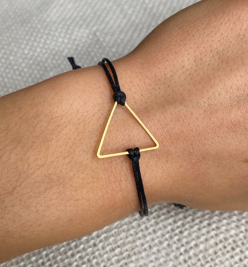 Adjustable Triangle Charm Bracelet / Handmade Cord Bracelet / Boho Cord ...