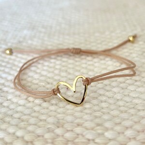 Adjustable Heart Bracelet / 18k Gold Charm Bracelet / Dainty Bracelet ...