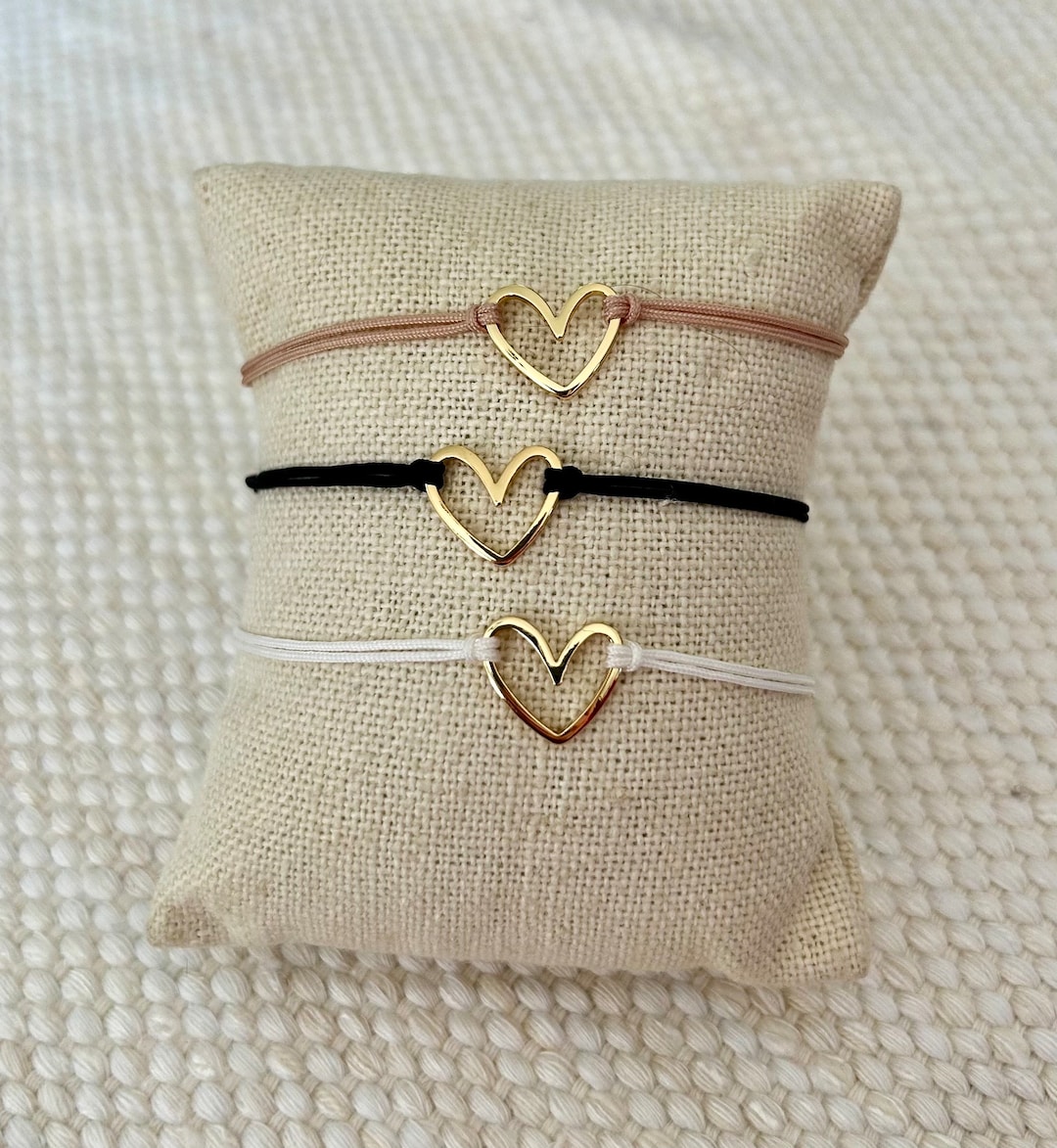 Adjustable Heart Bracelet / 18k Gold Charm Bracelet / Dainty Bracelet ...