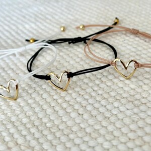 Adjustable Heart Bracelet / 18k Gold Charm Bracelet / Dainty Bracelet ...