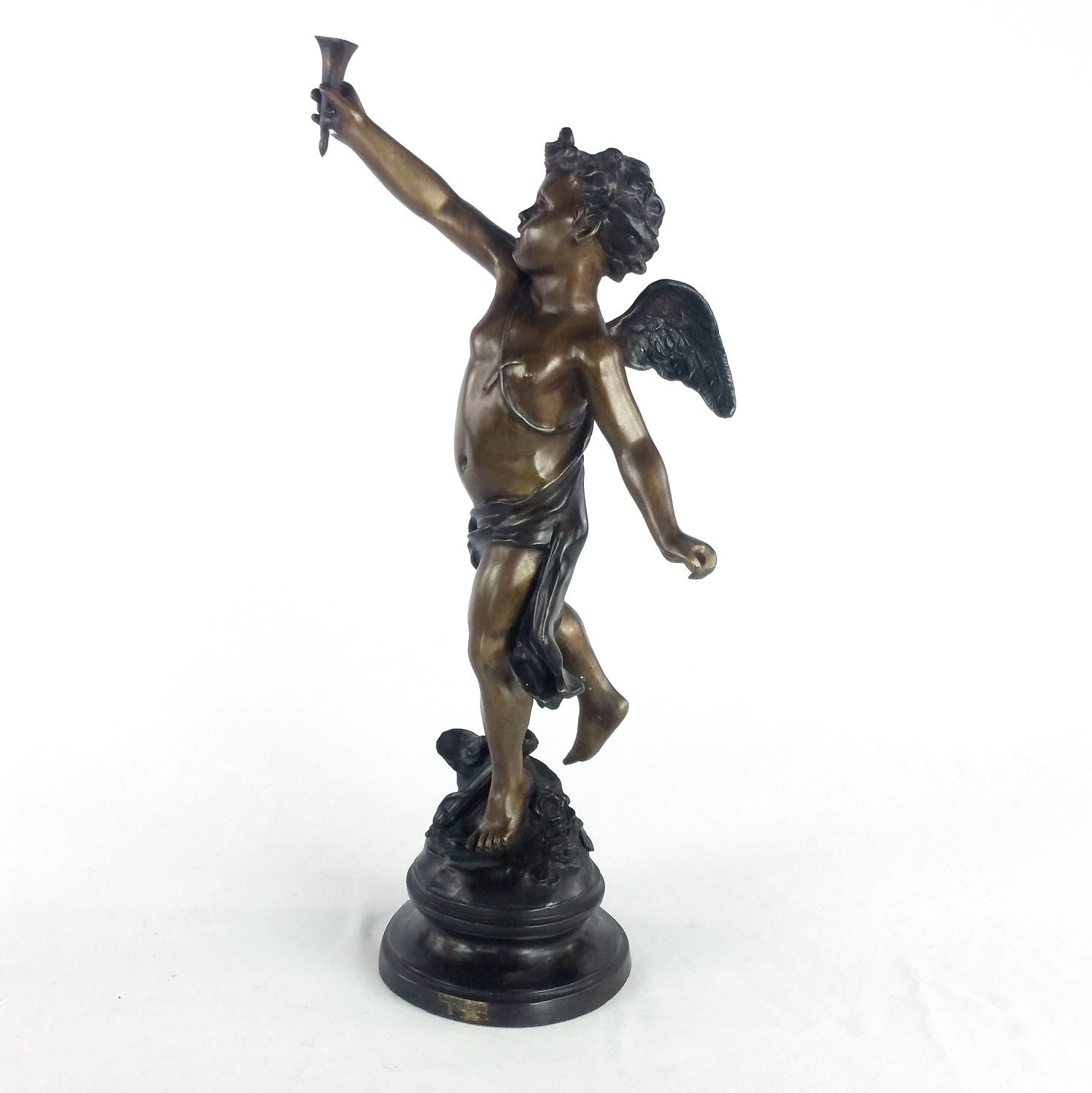 Bronze Cherub Holding Torch - Etsy