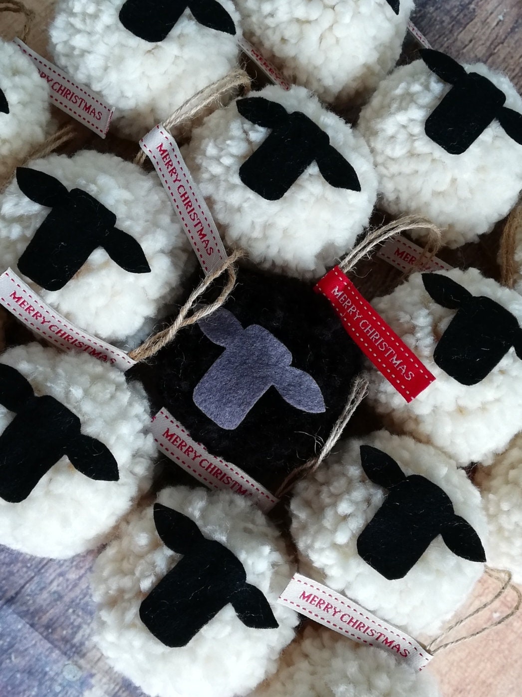 Christmas Decoration Chunky Sheep Pom Pom Tree - Etsy UK