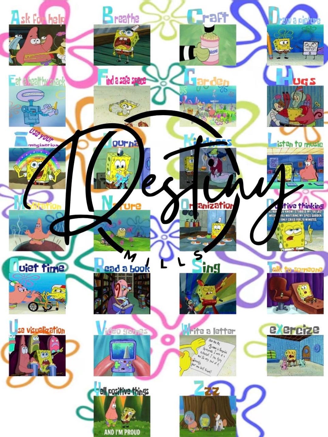Buy Spongebob Coping Skills Alphabet Online in India - Etsy