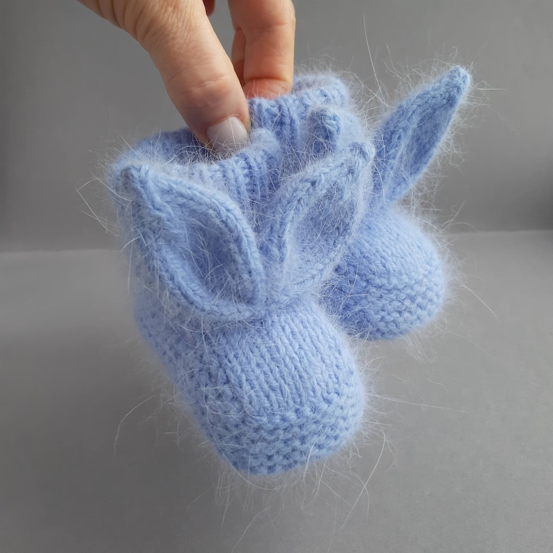 Baby Booties With Bunny Ears Wool Knitted Warm Baby Booties Gift for ...