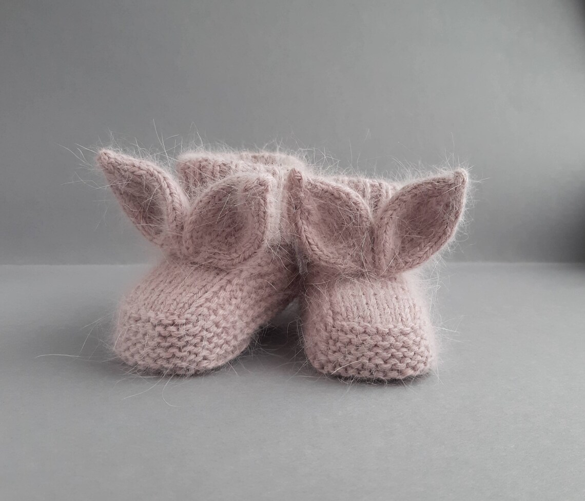 Baby Booties With Bunny Ears Wool Knitted Warm Baby Booties Gift for ...