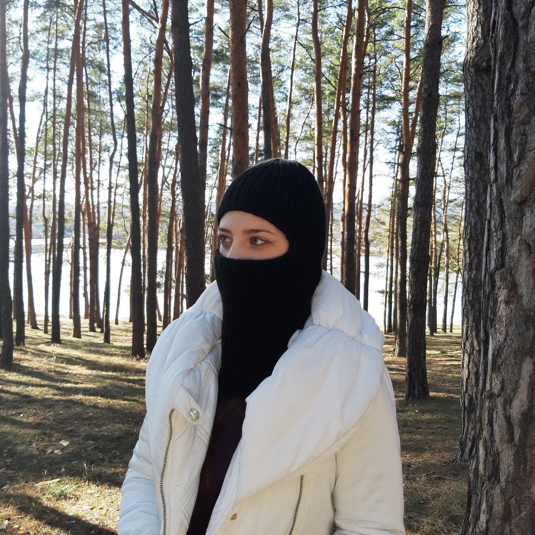 Black Knitted Balaclava Ski Mask - Etsy