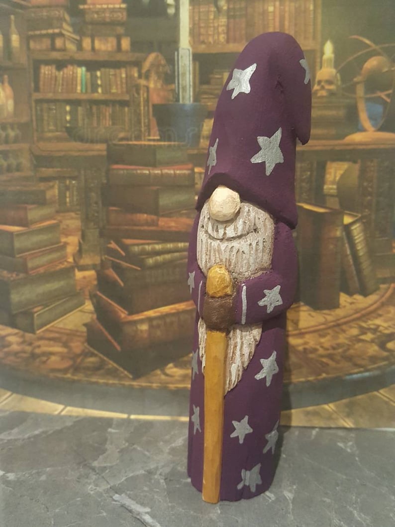 A Hand Carved Hand Painted Wooden Wizard - Etsy