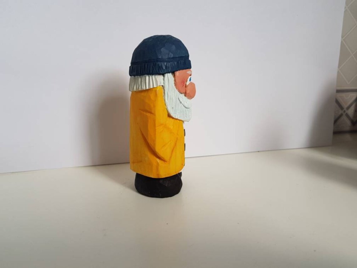 Hand Carved and Hand Painted Little Fisherman | Etsy