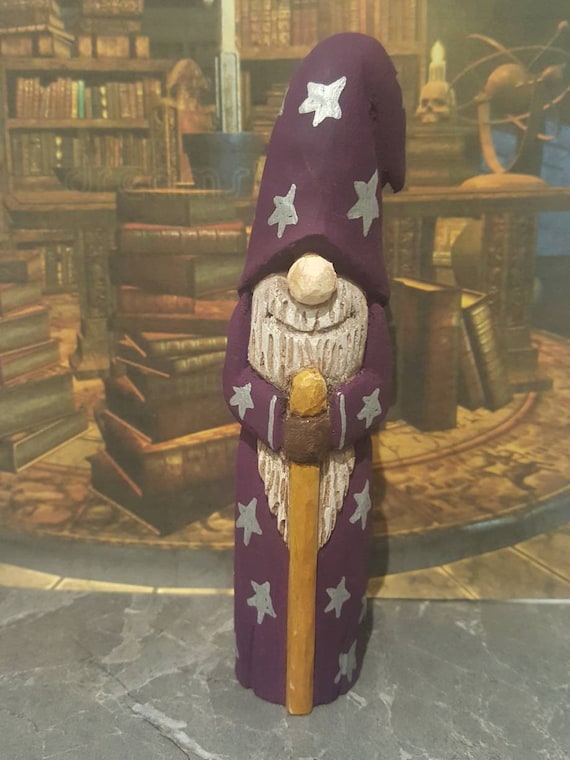 A Hand Carved Hand Painted Wooden Wizard | Etsy