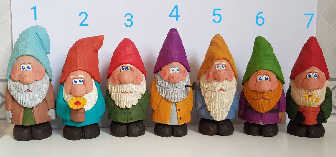 Hand Carved and Hand Painted Little Gnomes - Etsy