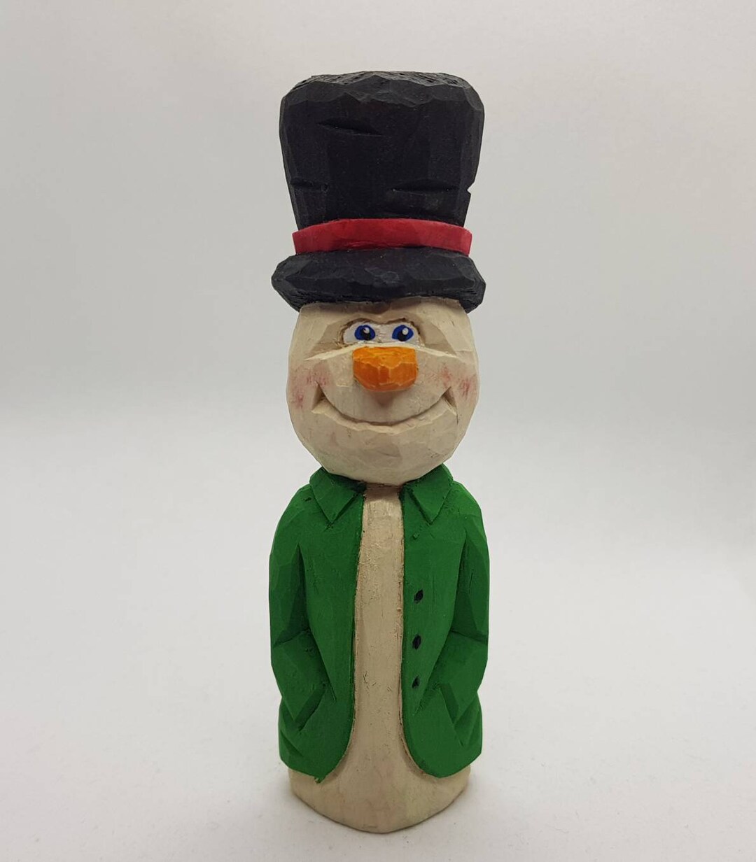 Hand Carved and Hand Painted Snowman - Etsy