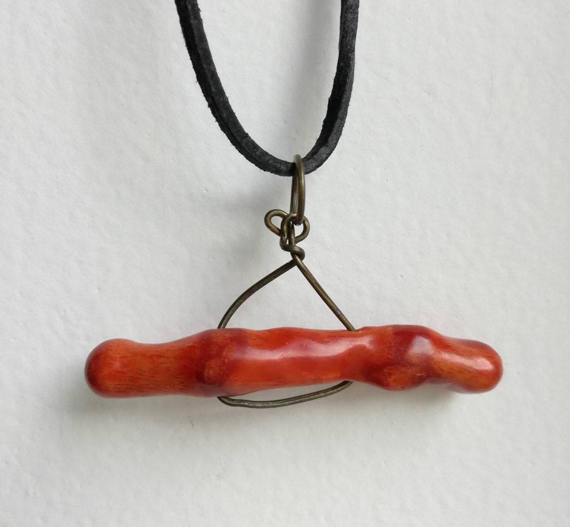 Coral Pendant Large Red Coral Bamboo Sea Coral Pendant - Etsy
