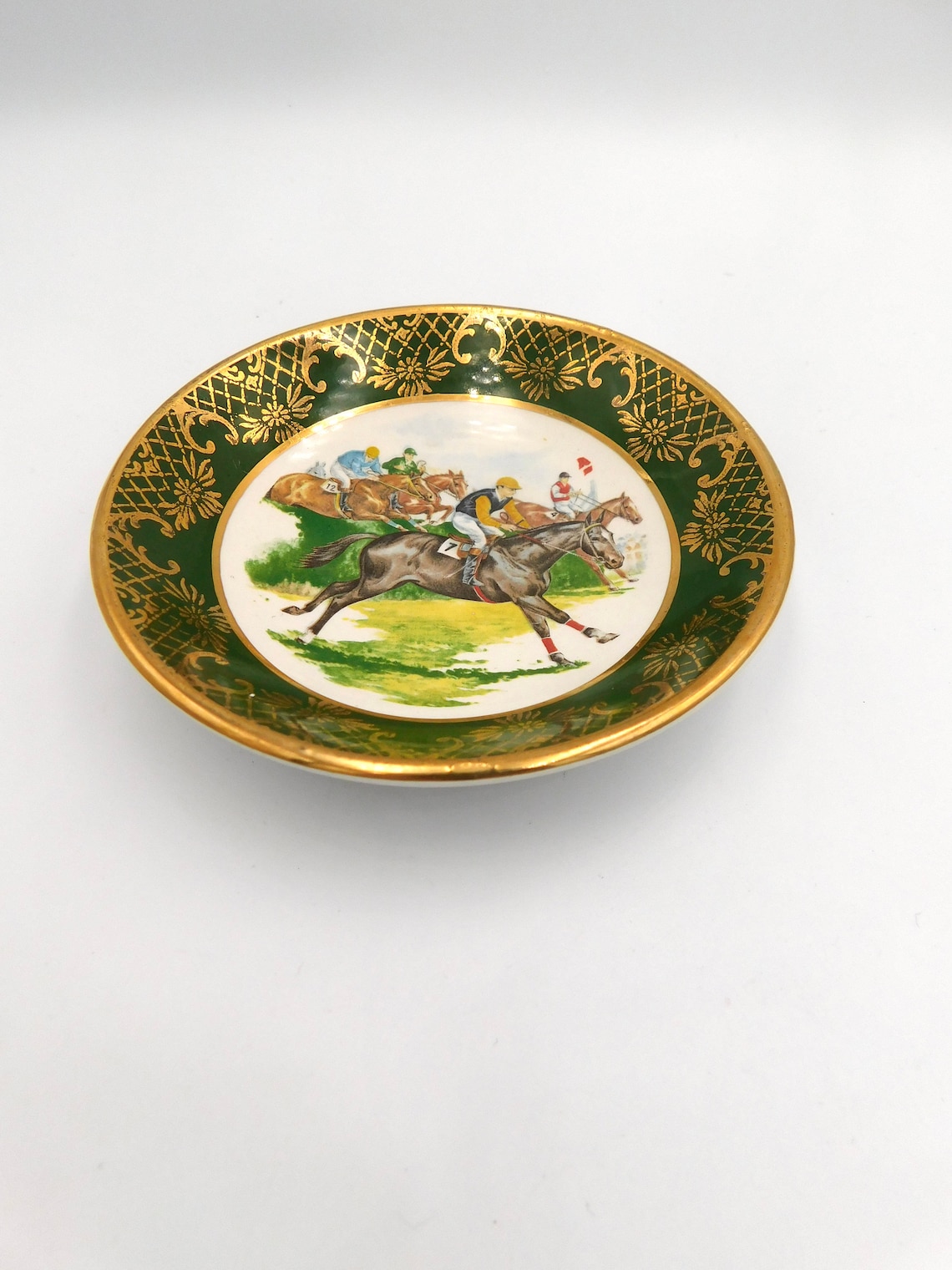Vintage Pin Dish Royal Falcon Ware . Horse Racing 4 Inches - Etsy