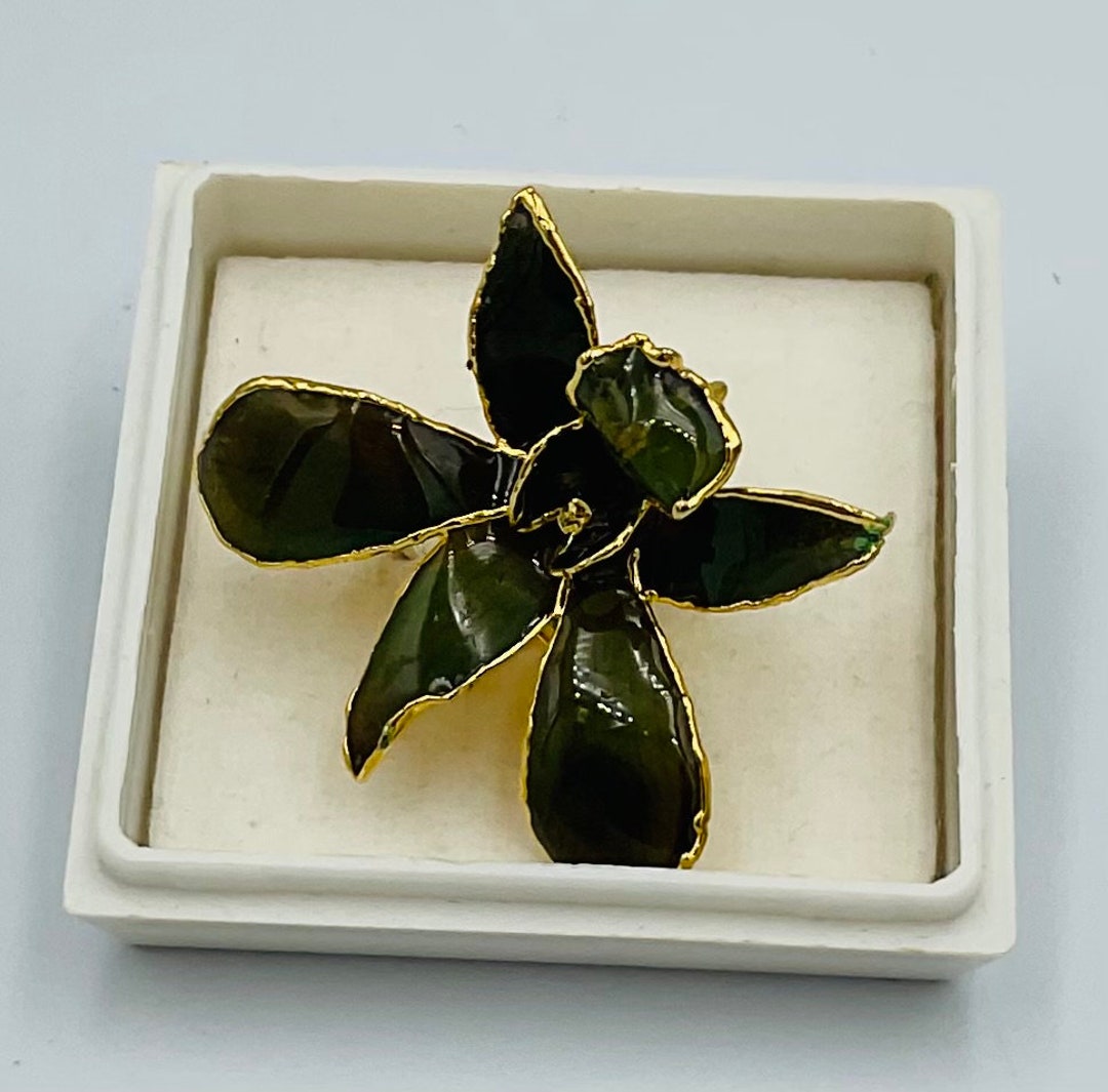 Vintage Singaporean Real Orchid Pin Brooch Pendant - Etsy