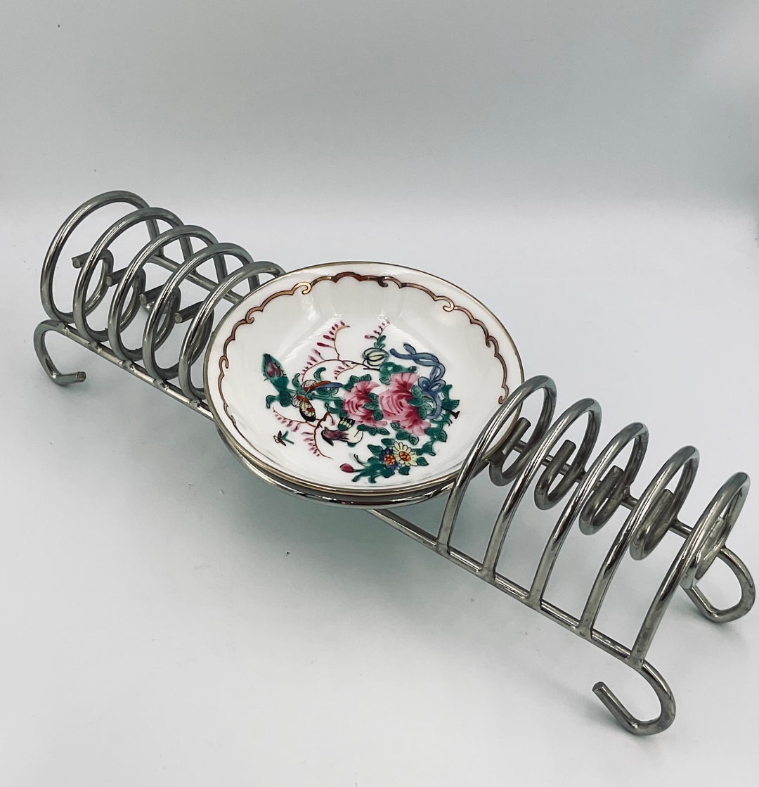 Vintage 8 Slice Toast Rack With China Preserve Dish Large Toast Rack - Etsy