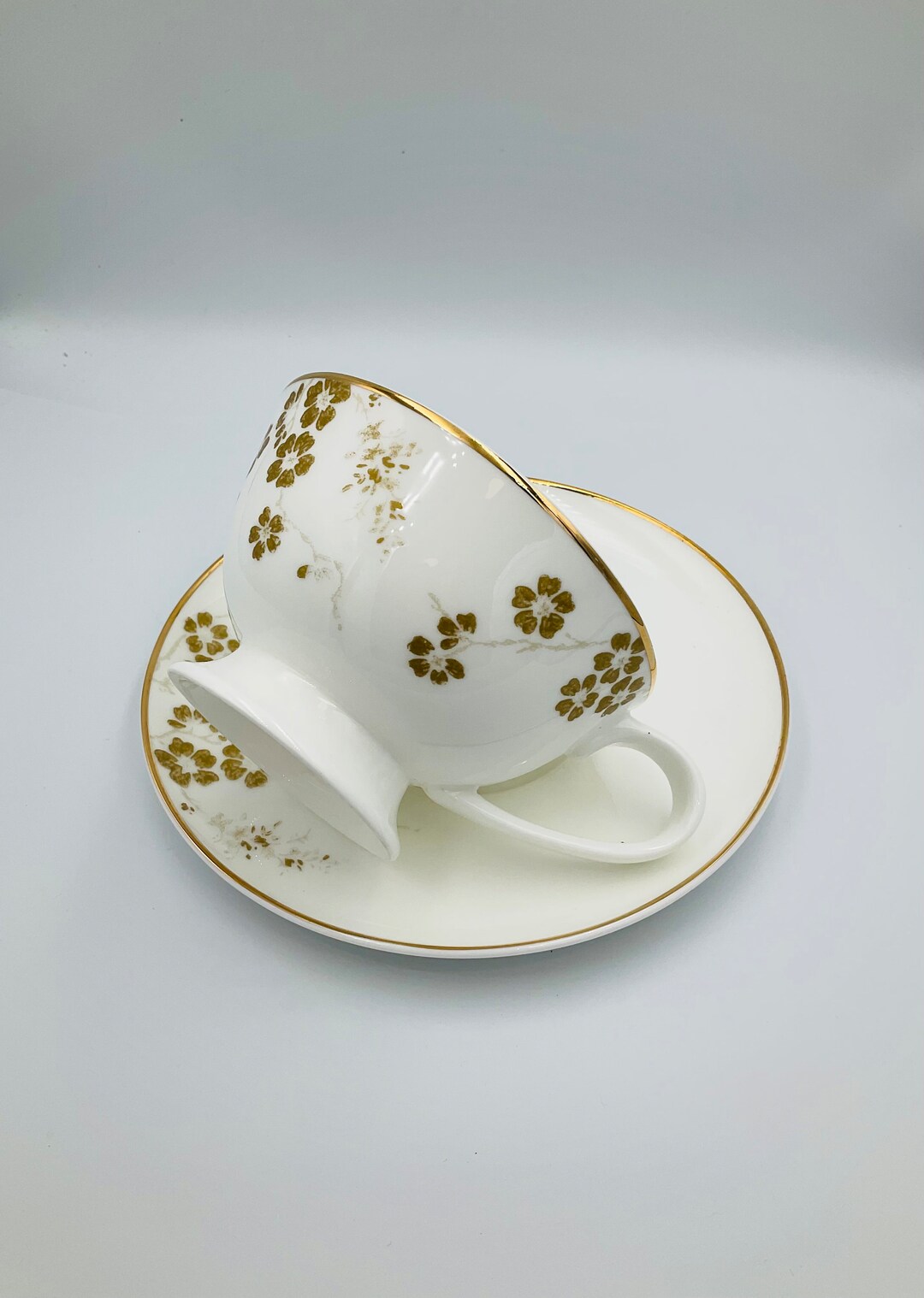 Vintage Laura Ashley Coffee/tea Cup and Saucer Gold and White Two Sets ...