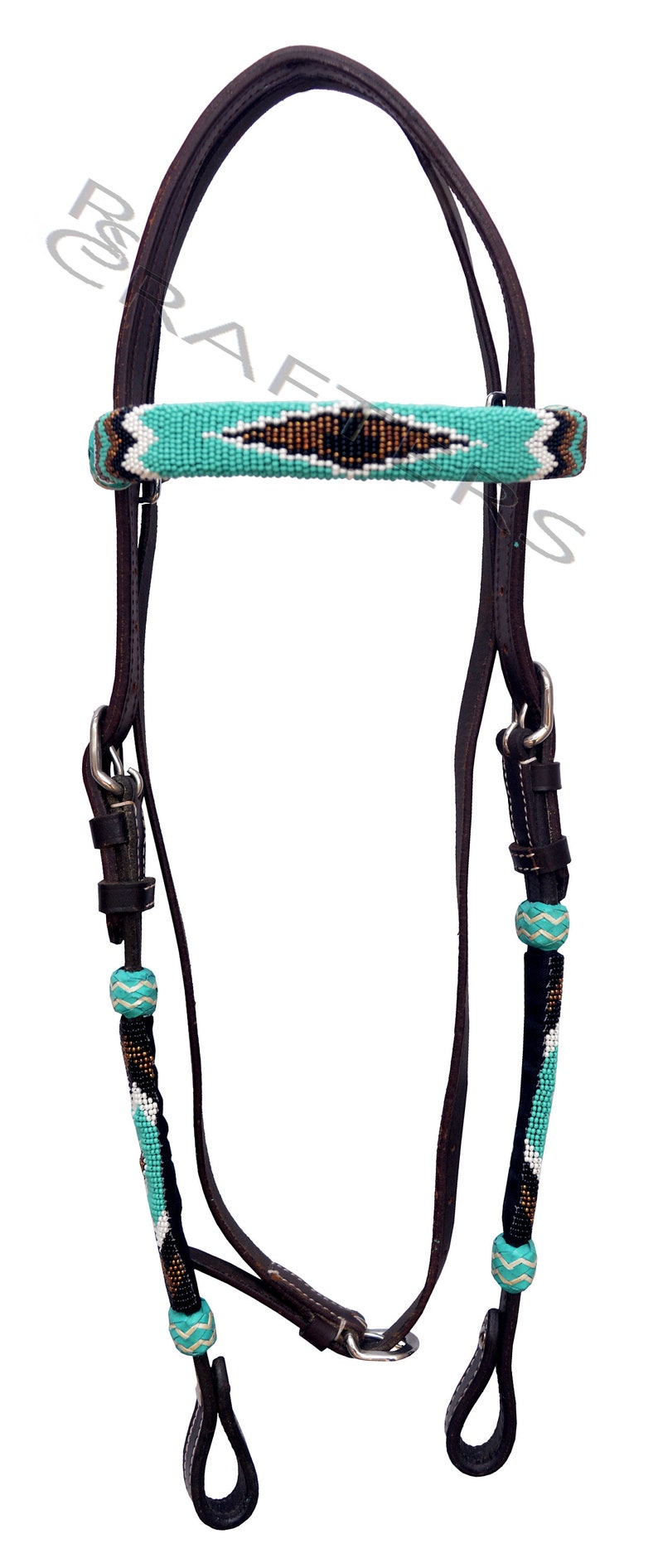 Multi Color Beaded Brow Band Light Western Leather Headstall Rawhide ...