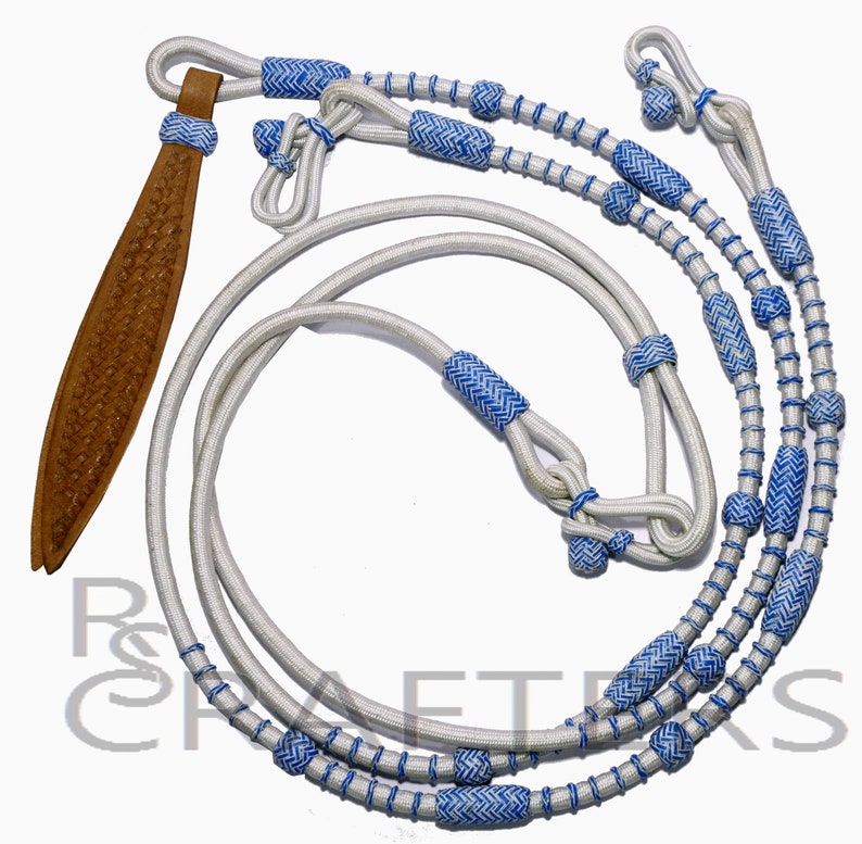 Hand Made Western Nylon Rope Show Romal Romel Reins Hand Braided Brown ...
