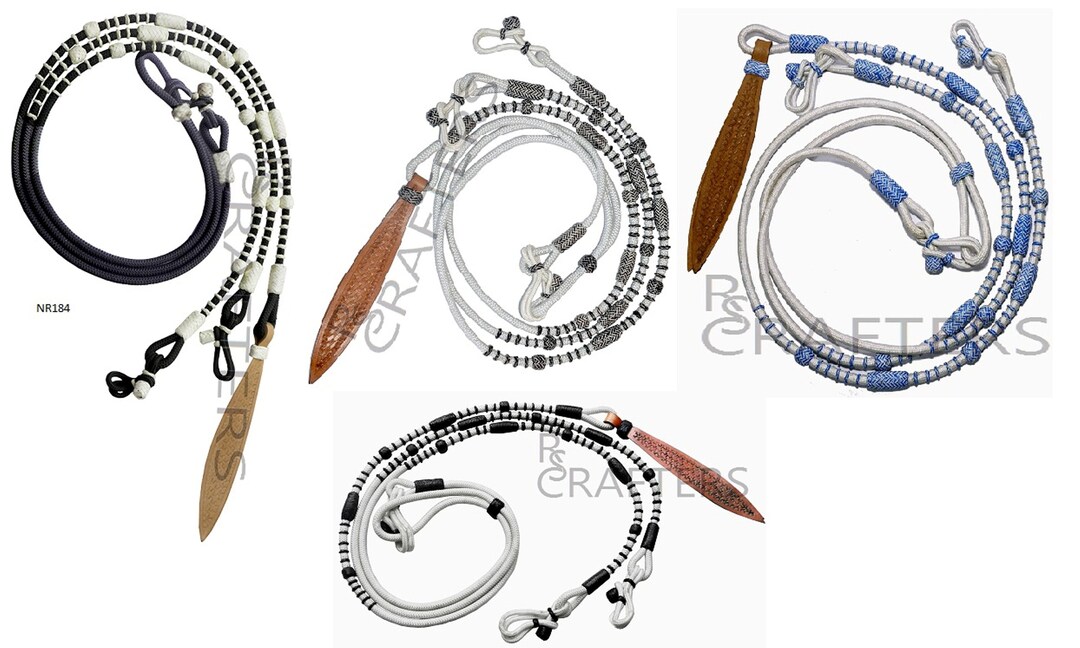 Hand Made Western Nylon Rope Show Romal Romel Reins Hand Braided Brown ...