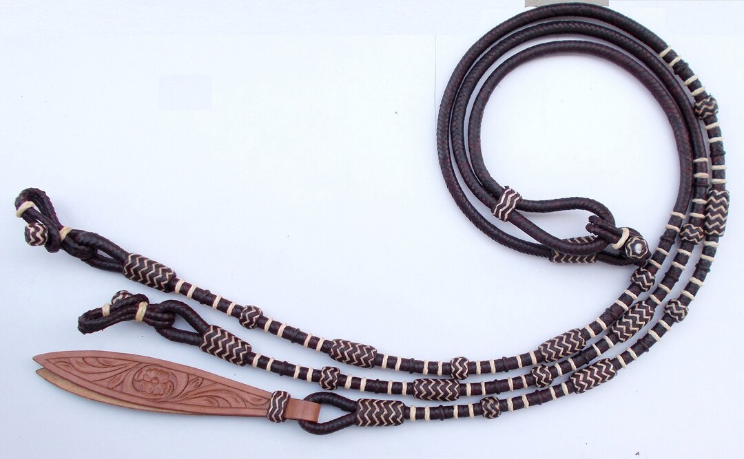 Chestnut Rope & Knots Raw Hide Leather Horse Tack Hand-braided Romal ...