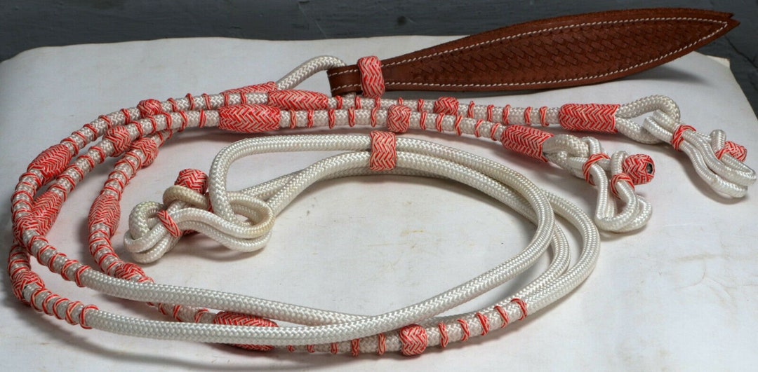 RSI New White Synthetic Romal Reins Nylon Covered by Red - Etsy
