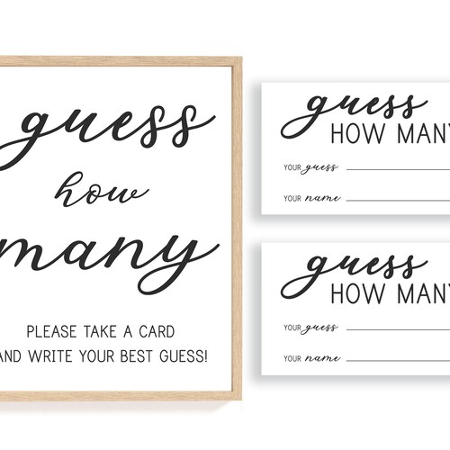 Guess How Many Sign and Cards Guess How Many Game Baby | Etsy